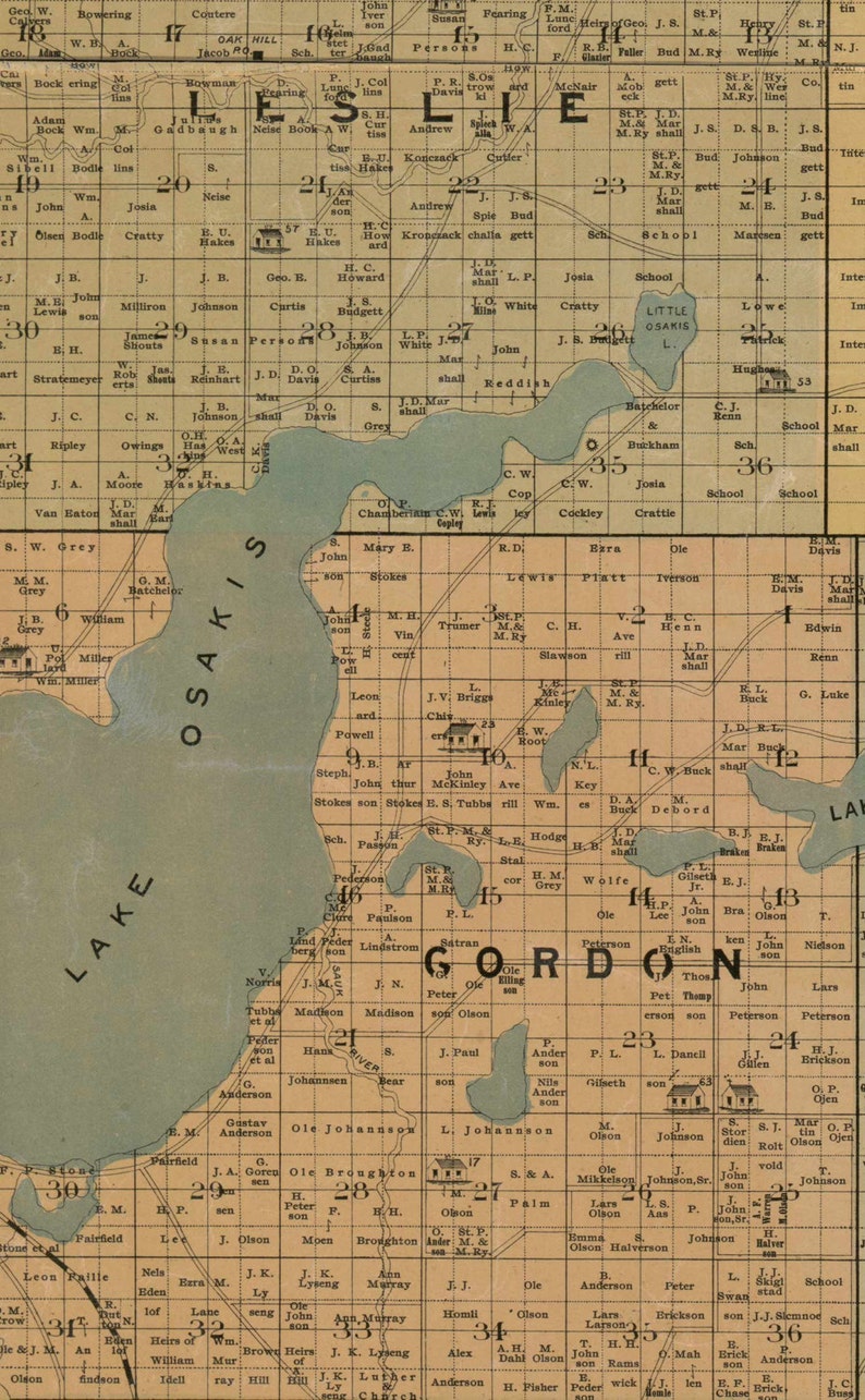 Todd County Minnesota 1890 - Old Wall Map Reprint With Homeowner Names ...