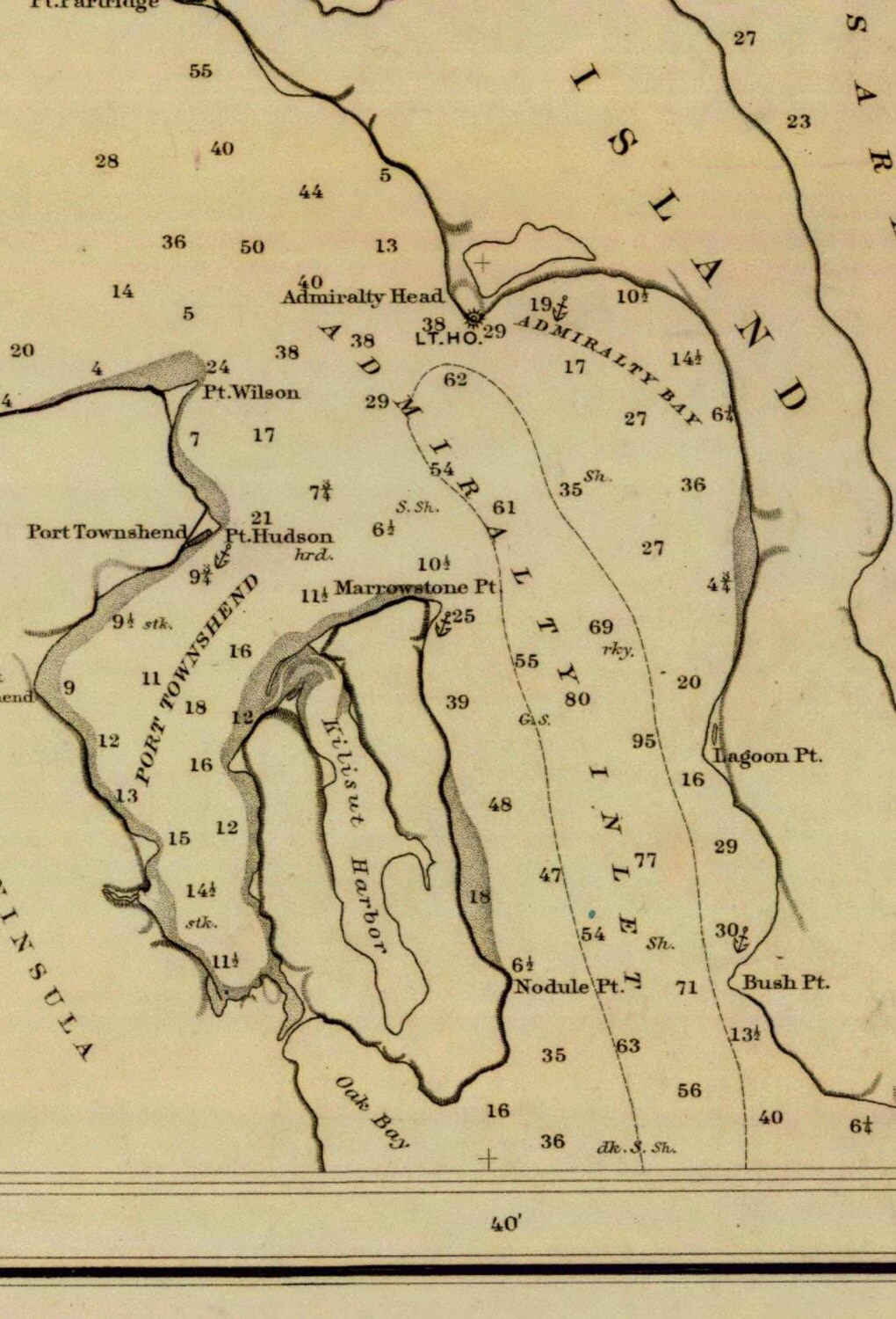 Washington Sound 1866 Nautical Map Washington Territory-Puget | Etsy
