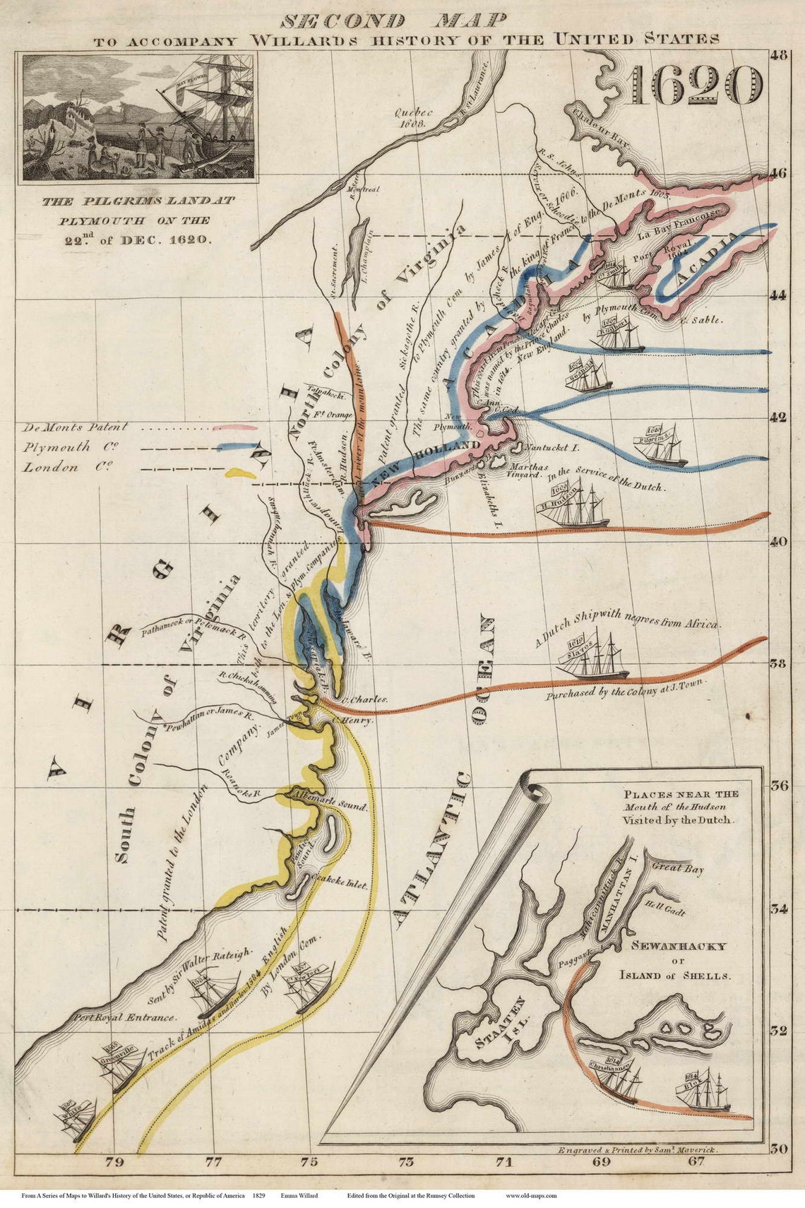 Second Map of the United States of America 1620 First Land - Etsy