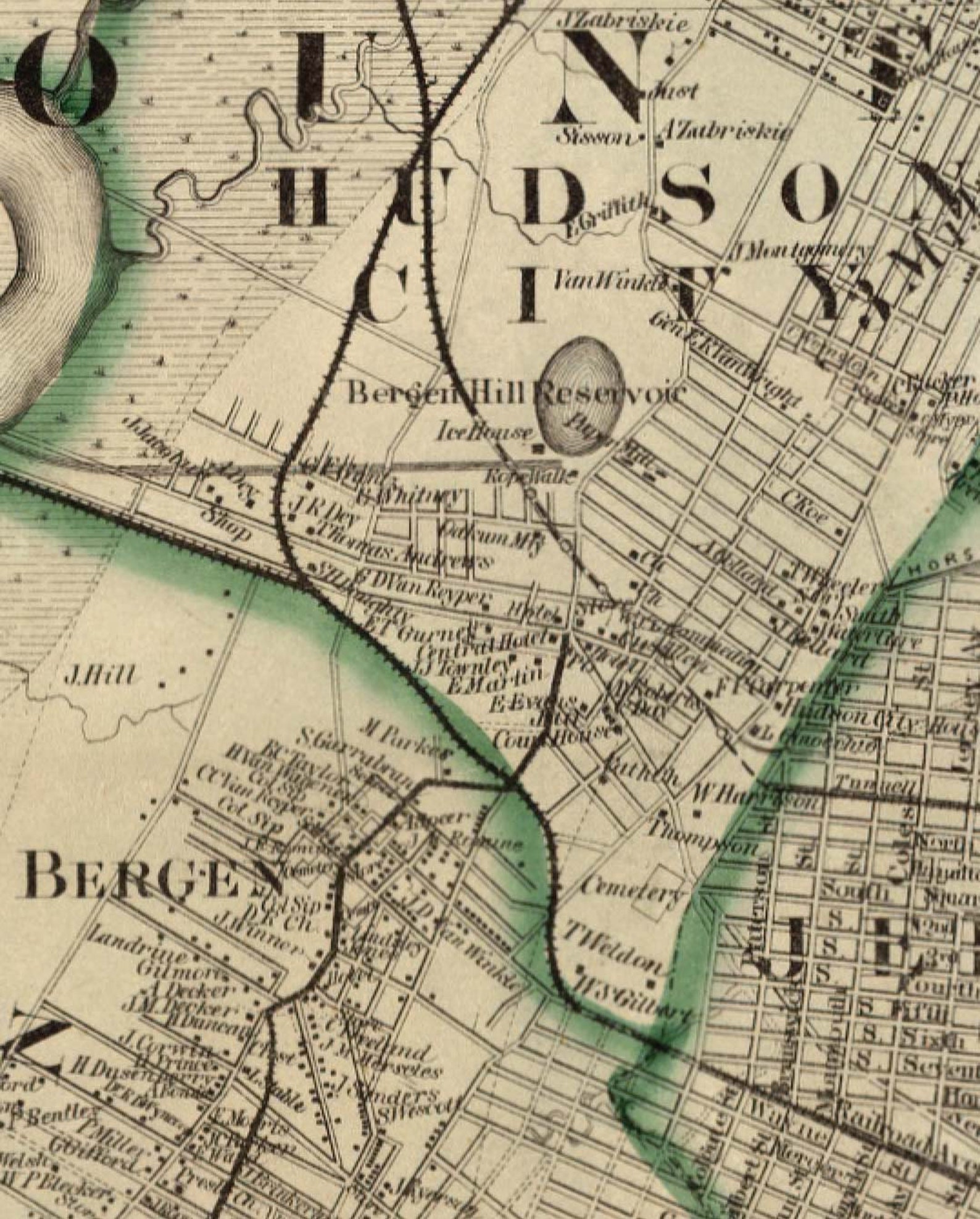 Hudson County NJ 1860 Map Custom Reprint With Homeowner | Etsy
