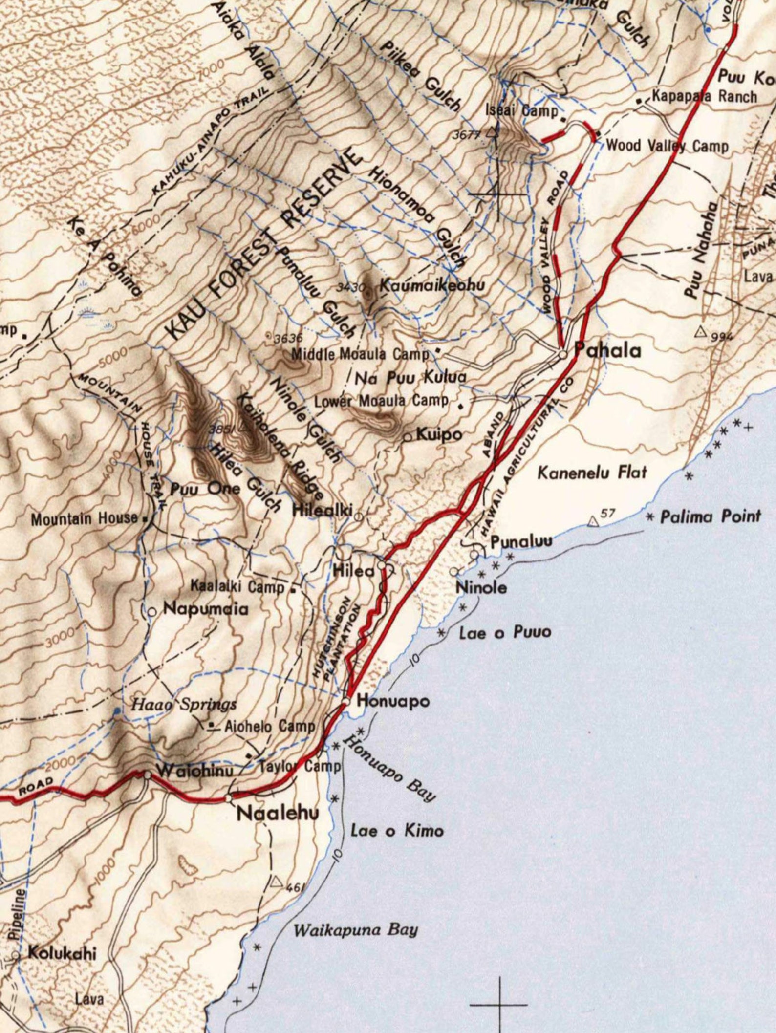 Hawaii Island - 1954 USGS Old Topographic Map Custom Composite Reprint ...