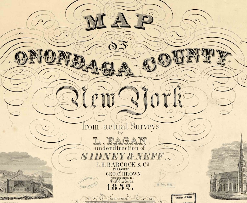 Onondaga County New York 1852 Old Wall Map Reprint With - Etsy