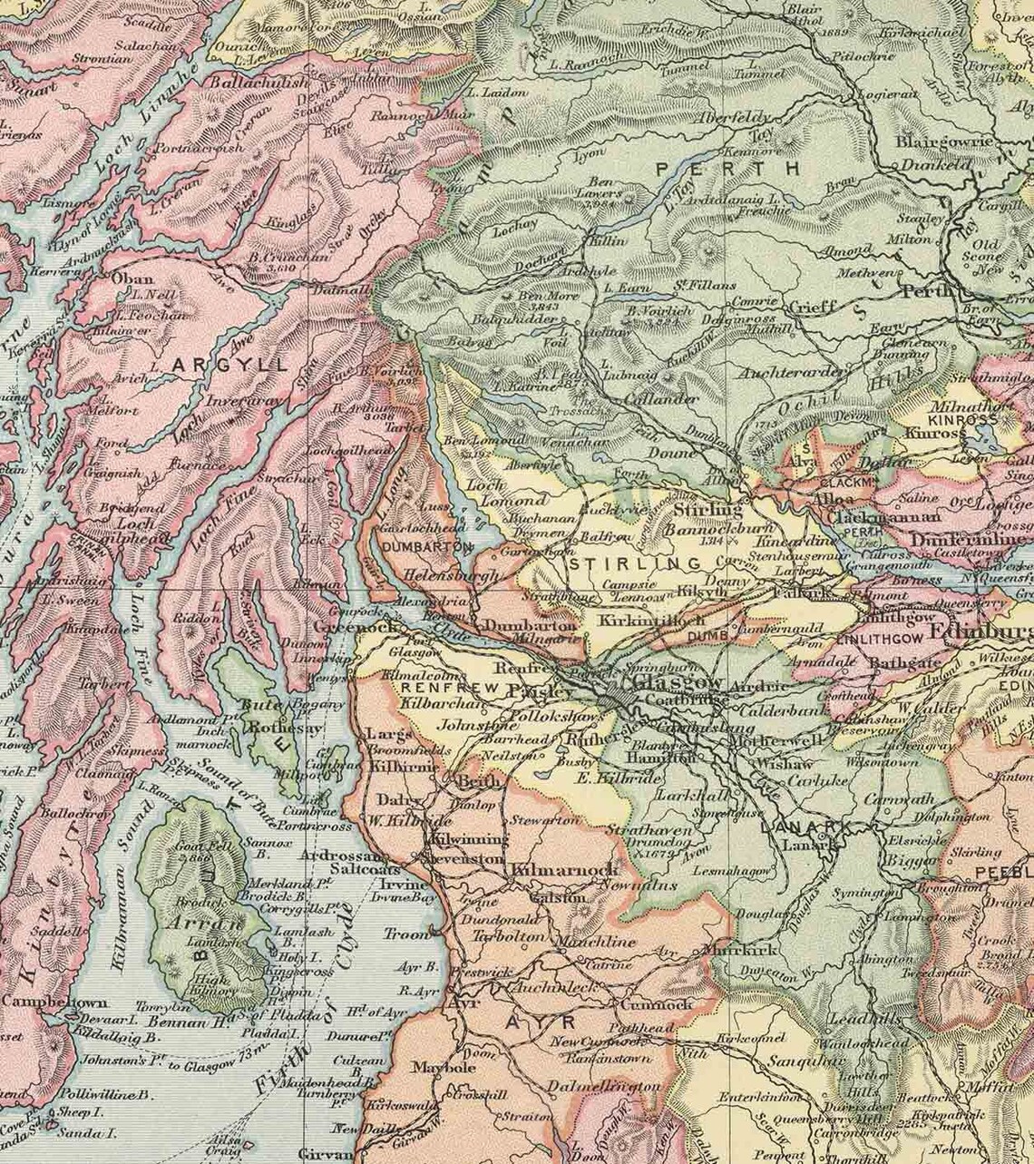 Scotland 1891 Old Map - Appleton - Edinburgh & Glasgow - Reprint - Etsy