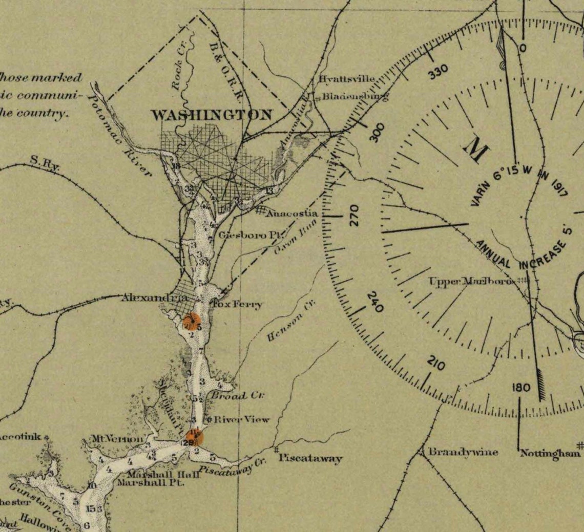 Delaware and Chesapeake Bays (delmarva Peninsula) - 1912 Nautical Map ...