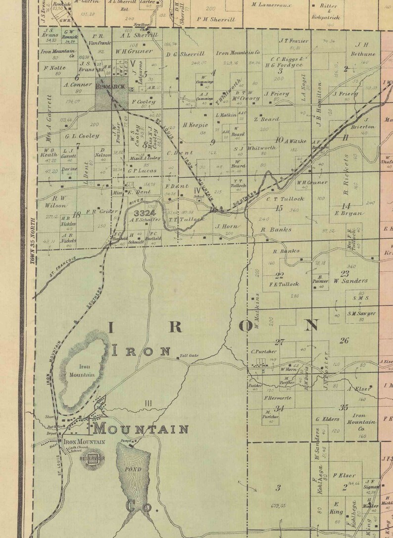 St. Francois County Missouri 1882 - Old Wall Map With Landowner Names ...