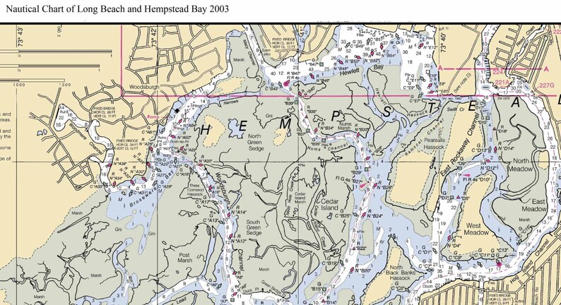 Long Beach Hempstead Bay 2003 Nautical Chart Long Island - Etsy