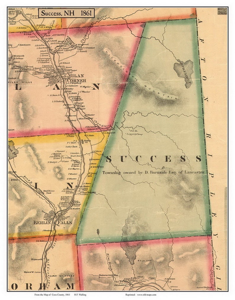 Success 1861 Old Town Map With Homeowner Names New Hampshire | Etsy
