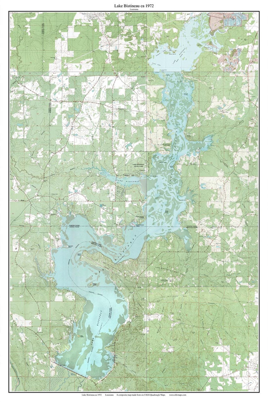 Lake Bistineau 1972 - USGS Old Topographic Map Custom Composite Reprint ...