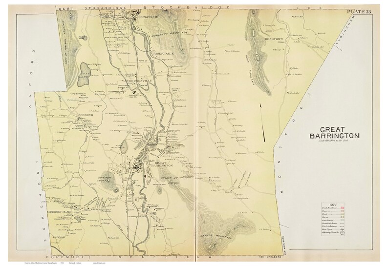 Great Barrington 1904 Old Town Street Map Reprint - Etsy