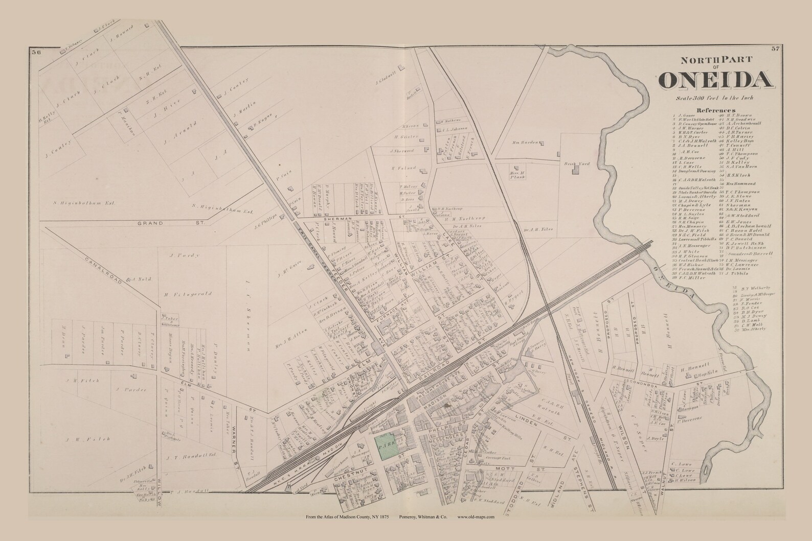 Oneida Village North 1875 Map Lenox Homeowner Names Reprint - Etsy