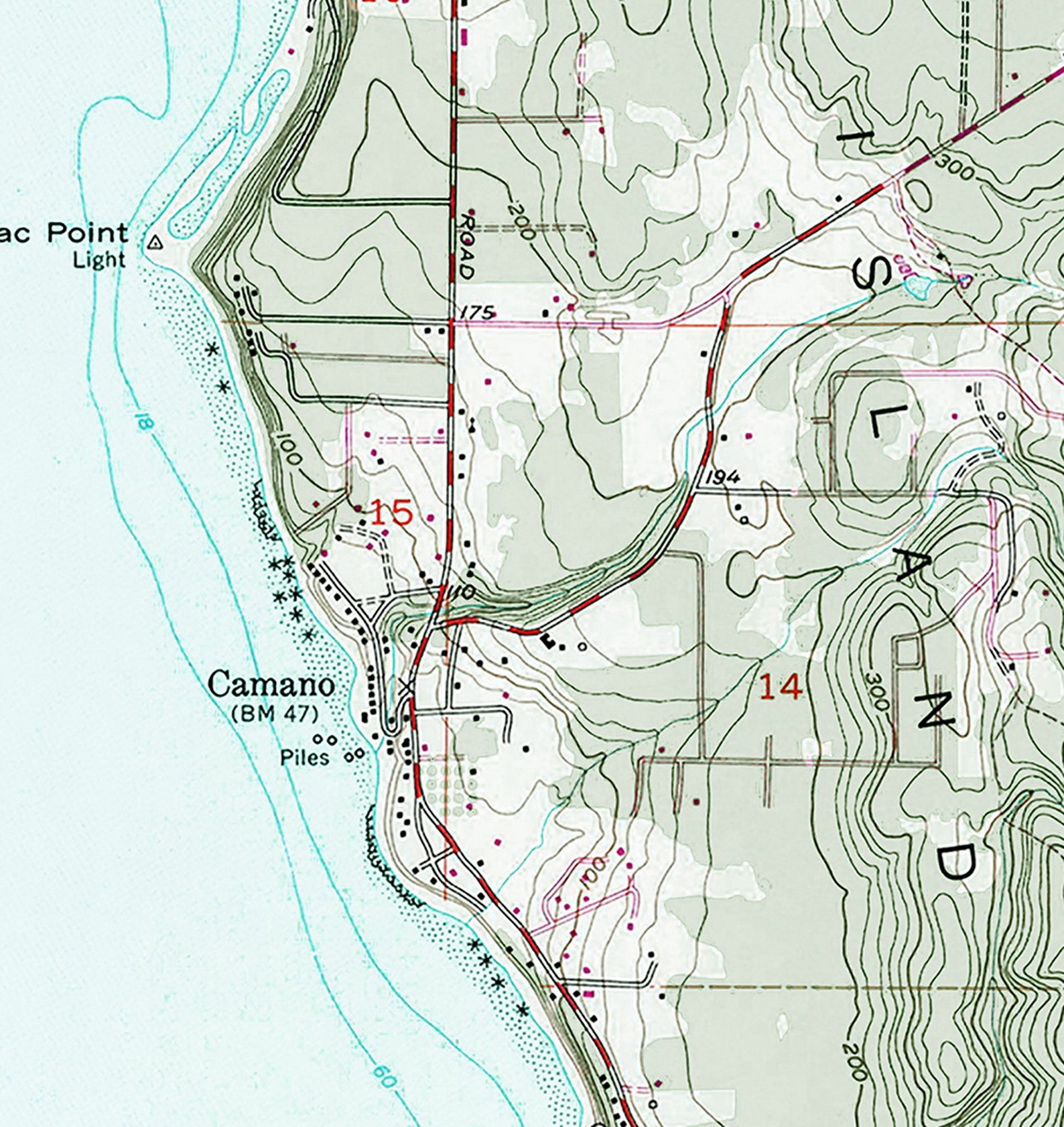 Camano Island 1956 USGS Old Topographic Map Juniper Beach - Etsy