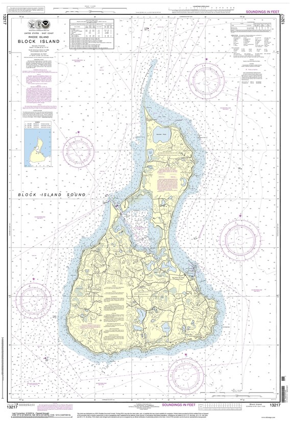 Block Island 2013 Nautical Map by the USCGS Rhode Island | Etsy