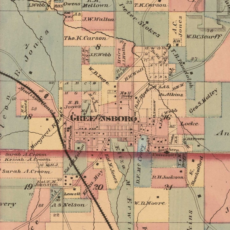 Hale County Alabama 1870 Old Wall Map With Landowner Names | Etsy
