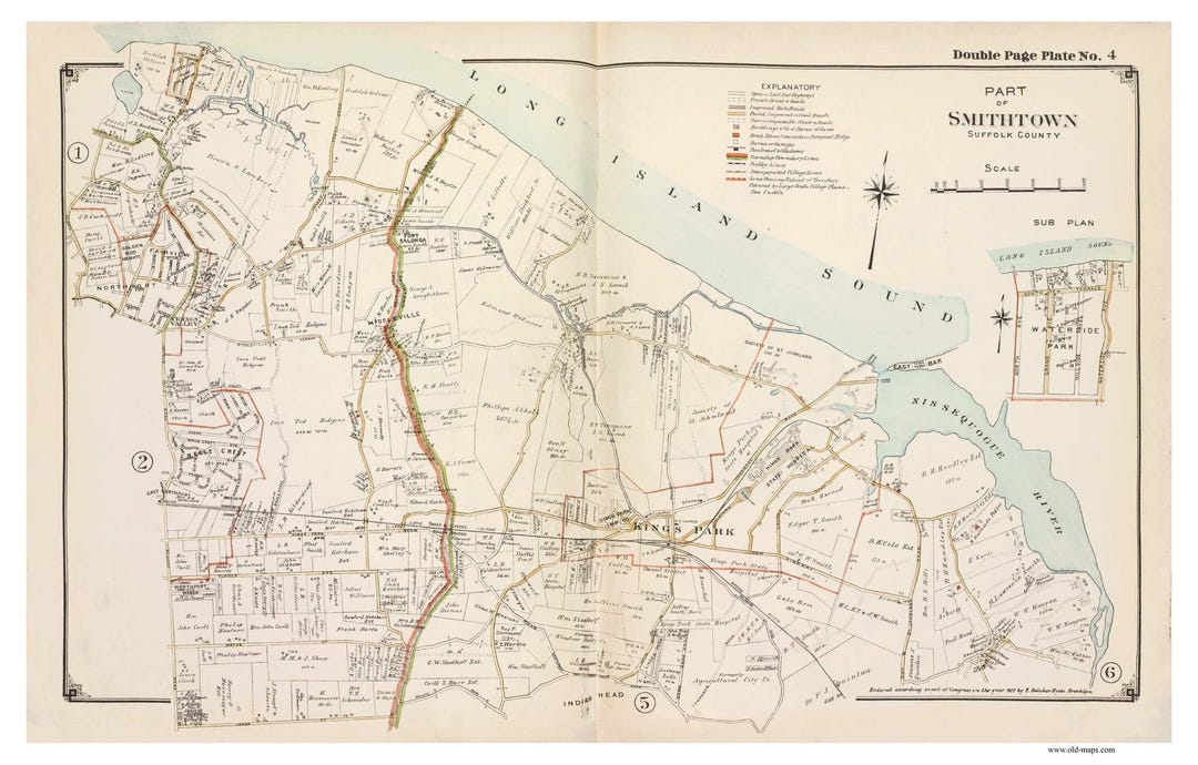 Smithtown - North - Kings Park - 1917 - Long Island New York - Suffolk ...