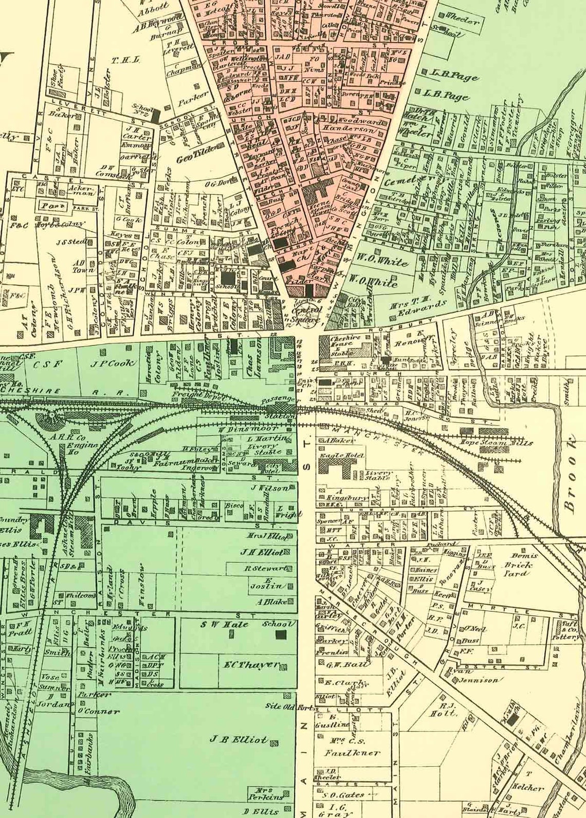 Keene NH 1877 Homeowner Names Old Map Commercial Reprint - Etsy