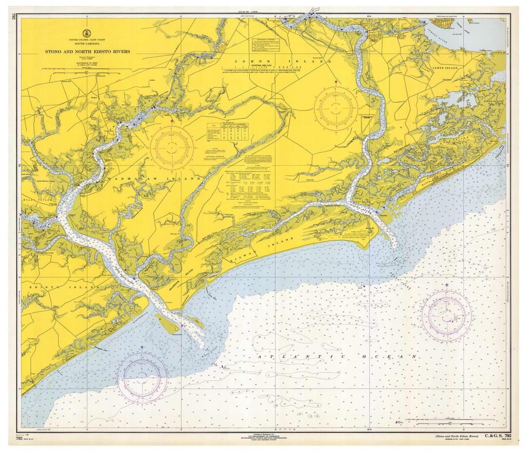 Stono and North Edisto Rivers 1969 Old Map Nautical Chart - South ...