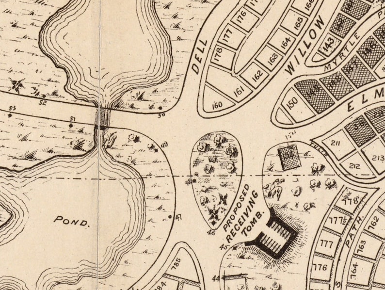 Milton Cemetery 1877 Map Massachusetts - A Plan for Expansion - MA ...