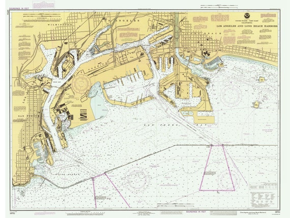 Los Angeles & Long Beach Harbors 1982 Nautical Map PC - Etsy