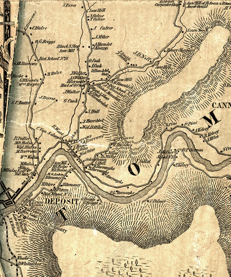 Delaware County New York 1856 Wall Map Reprint With - Etsy