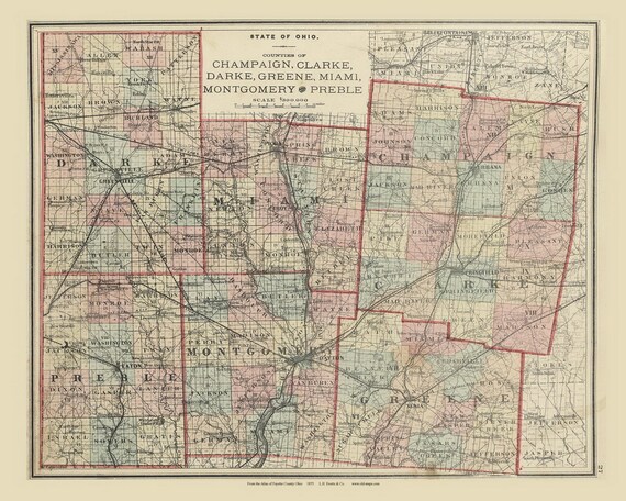 Champaign County 1875 Old Town Map Reprint Fayette County - Etsy