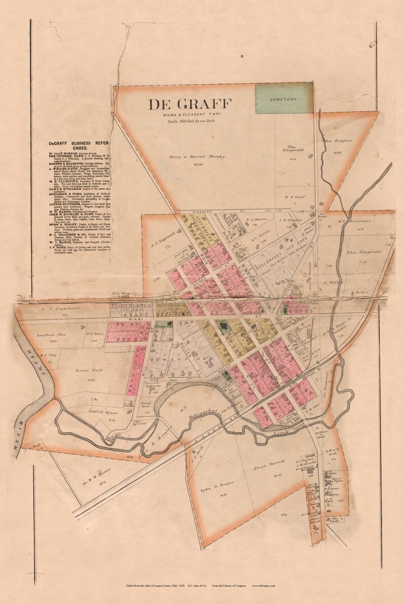 De Graff 1890 - Old Town Map Reprint - Logan County, Ohio - Homeowner ...