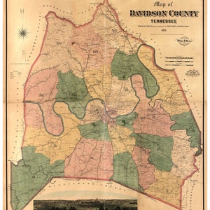 Davidson County Tennessee 1871 - Old Wall Map Reprint With Homeowner ...