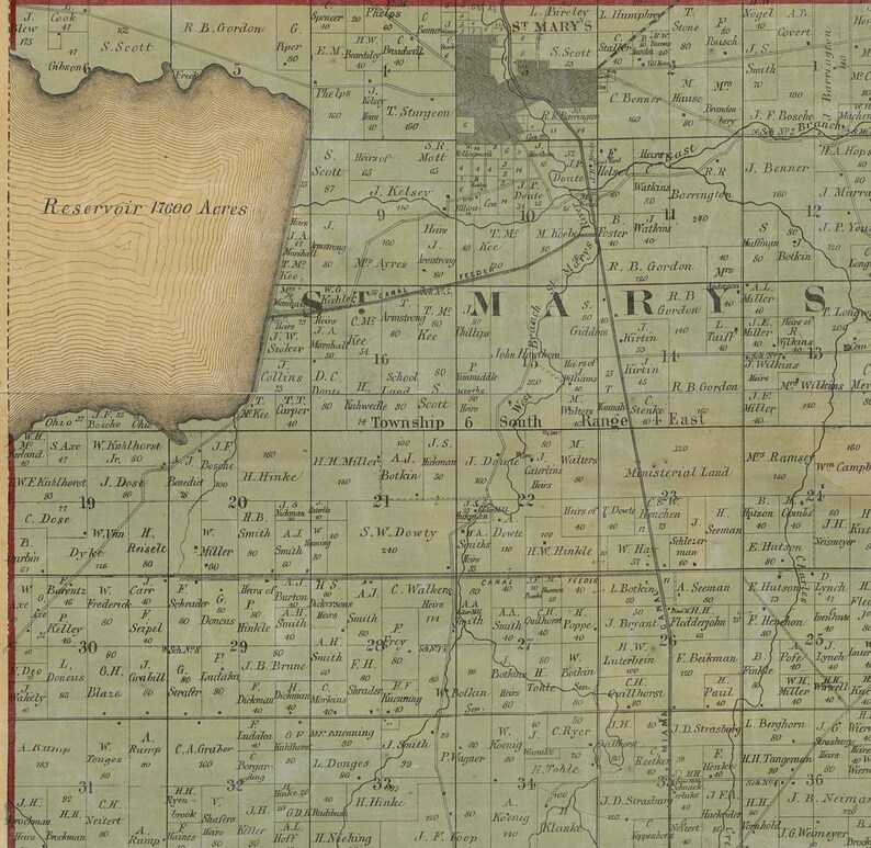 Auglaize County Ohio 1860 Old Wall Map Reprint With - Etsy