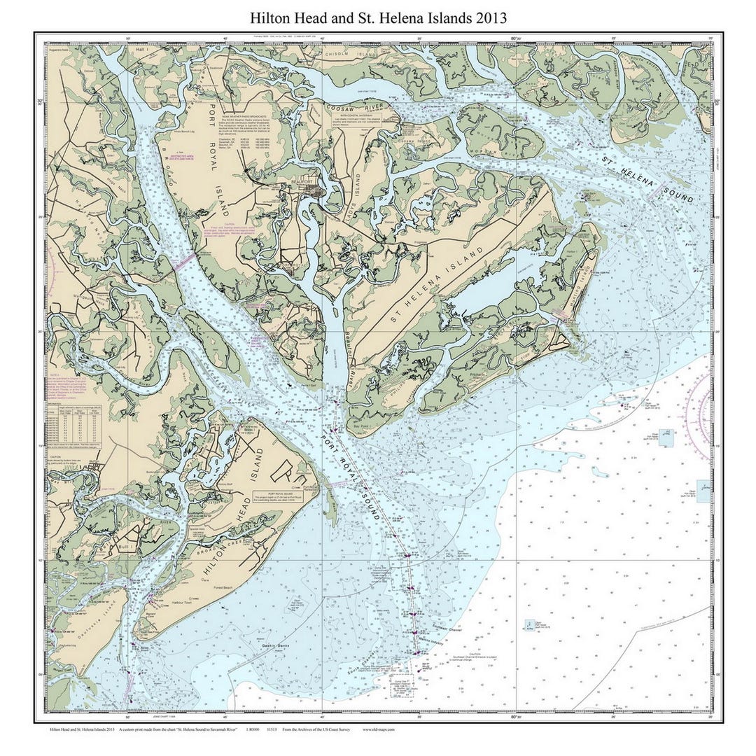 Hilton Head & St Helena Islands 2013 - Nautical Map South Carolina ...