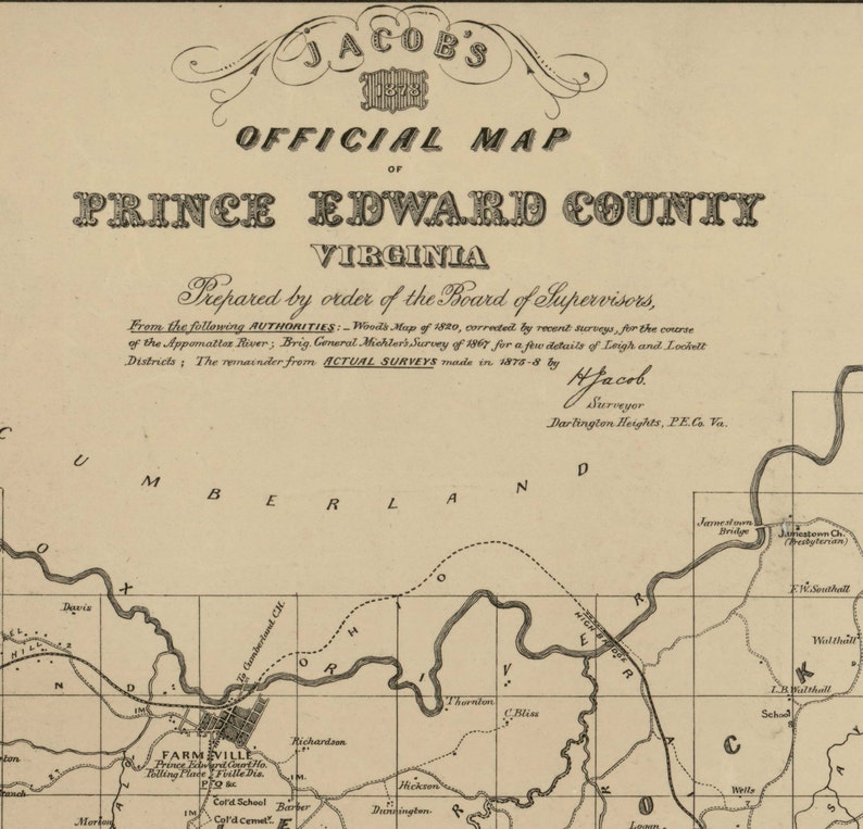 Prince Edward County Virginia 1879 Old Wall Map Homeowner - Etsy