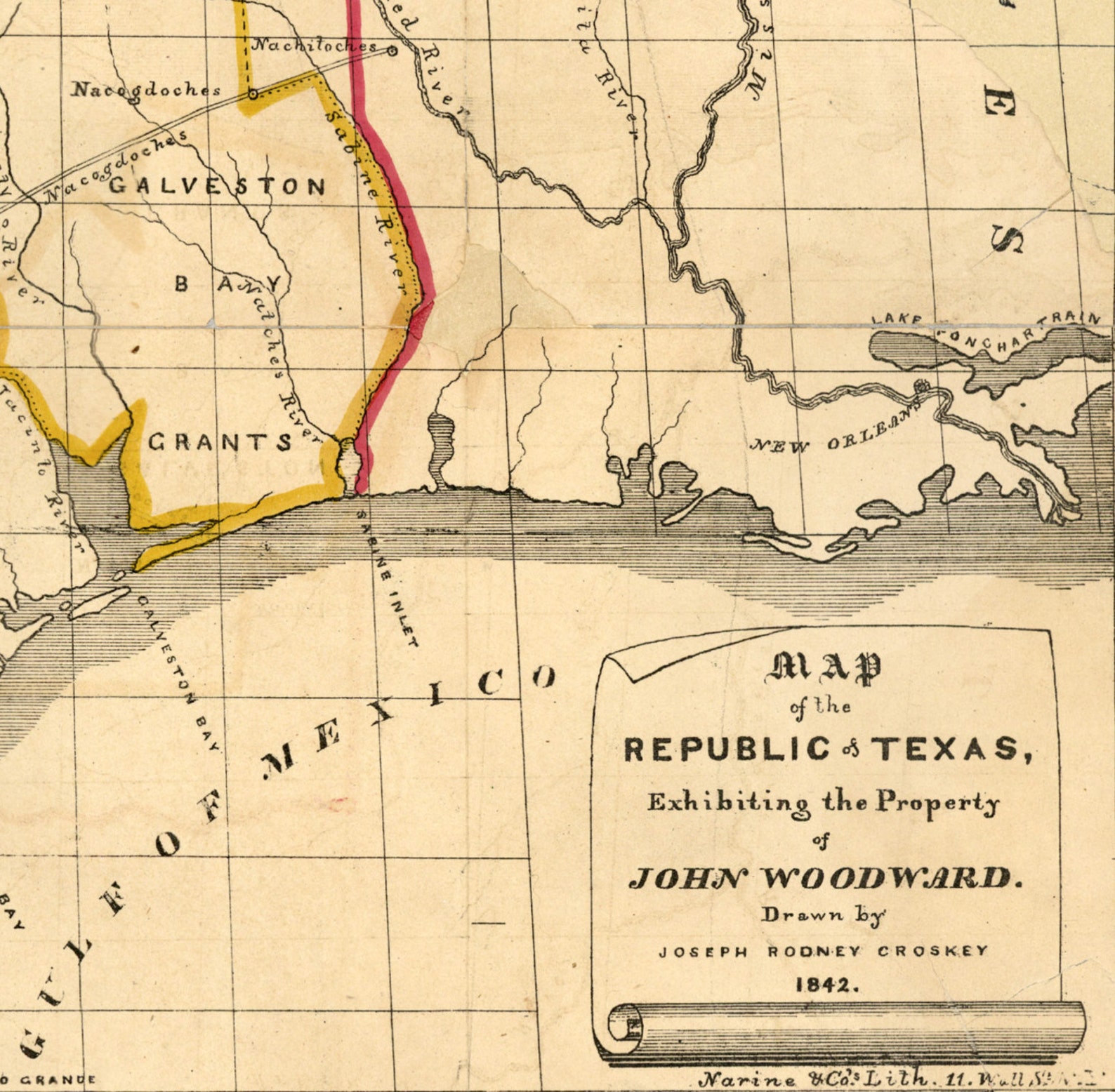 Republic of Texas 1842 State Map John Woodward Reprint | Etsy