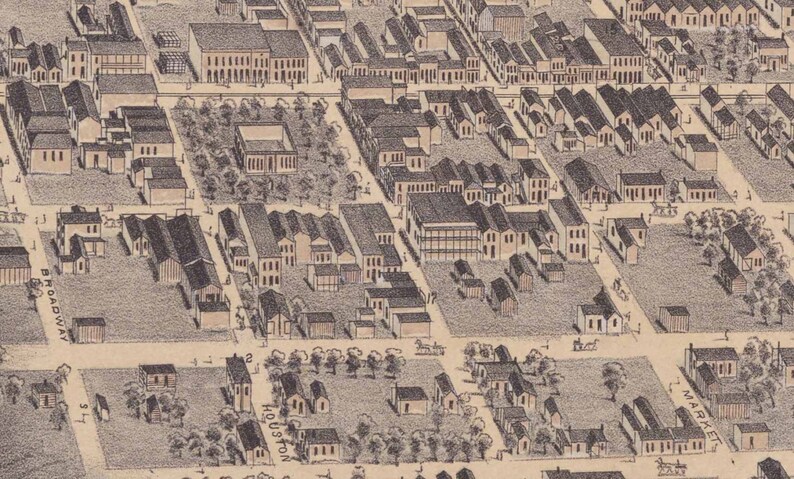 Dallas Texas 1872 Birds Eye View Reprint - Etsy