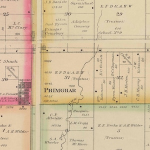 O'brien County Iowa 1884 Old Wall Map With Landowner Names Farm Lines ...