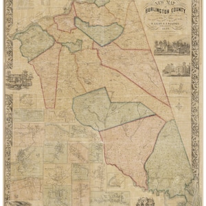Wall Hangings Prints New Jersey New Hanover 1859 Old Town Map with ...
