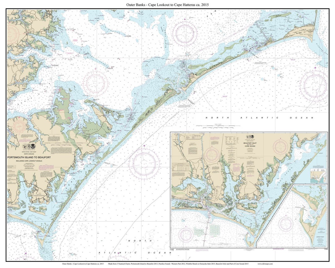 Outer Banks - Cape Lookout to Cape Hatteras 2015 Nautical Map North ...