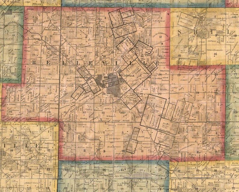 Saint Clair County Illinois 1863 Old Wall Map Reprint With - Etsy