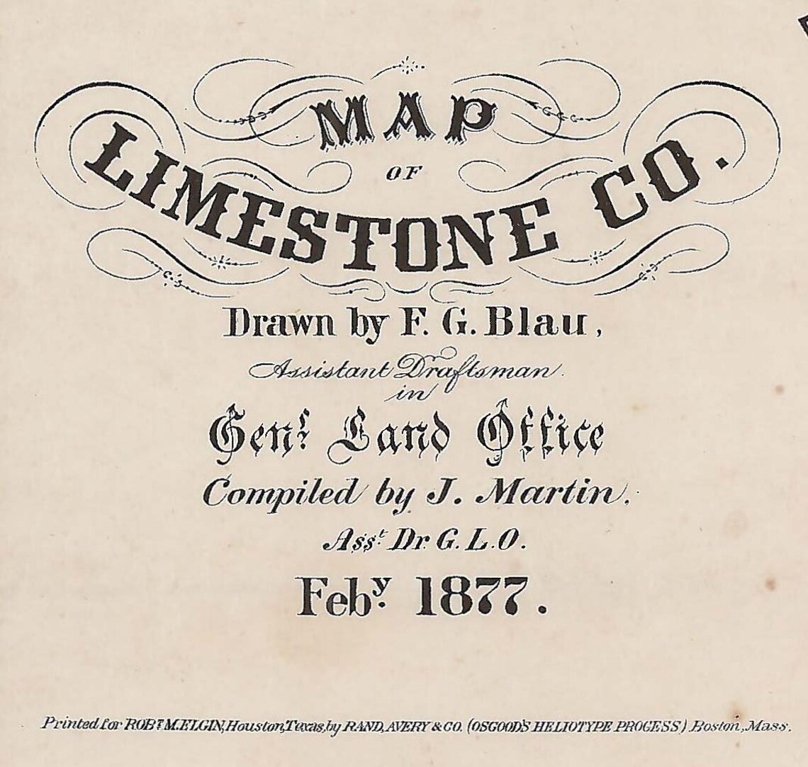 Limestone County, Texas - 1877 - Old Wall Map With Lot Lines - General ...