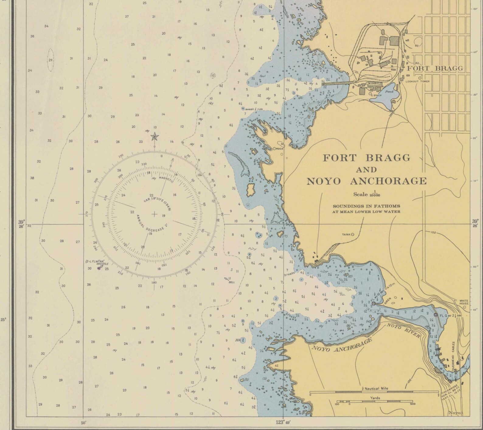 Elk to Fort Bragg - 1948 Nautical Map - PC Harbors 5703 Reprint ...