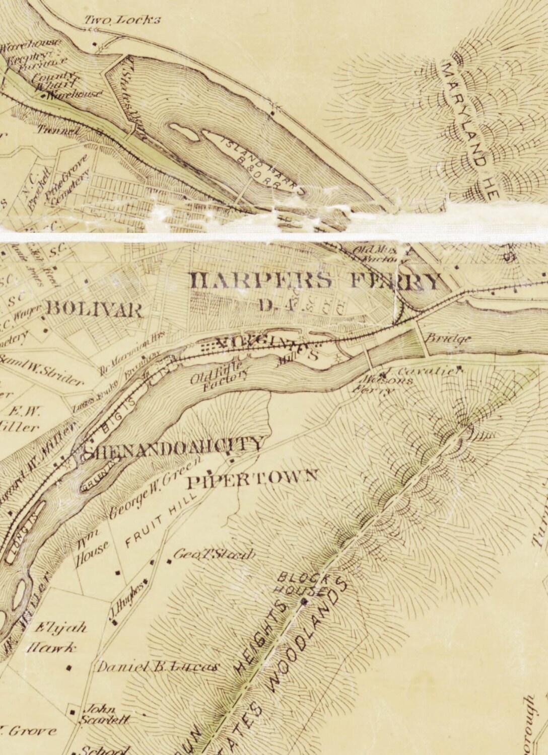 Jefferson County Map 1883 West Virginia Old Wall Map With | Etsy