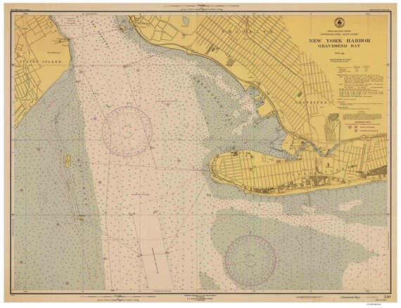 Gravesend Bay NY 1946 Nautical Map New York Harbor | Etsy