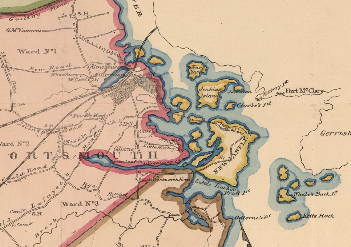 Rockingham County (partial) Seacoast 1876 Old Wall Map New Hampshire ...