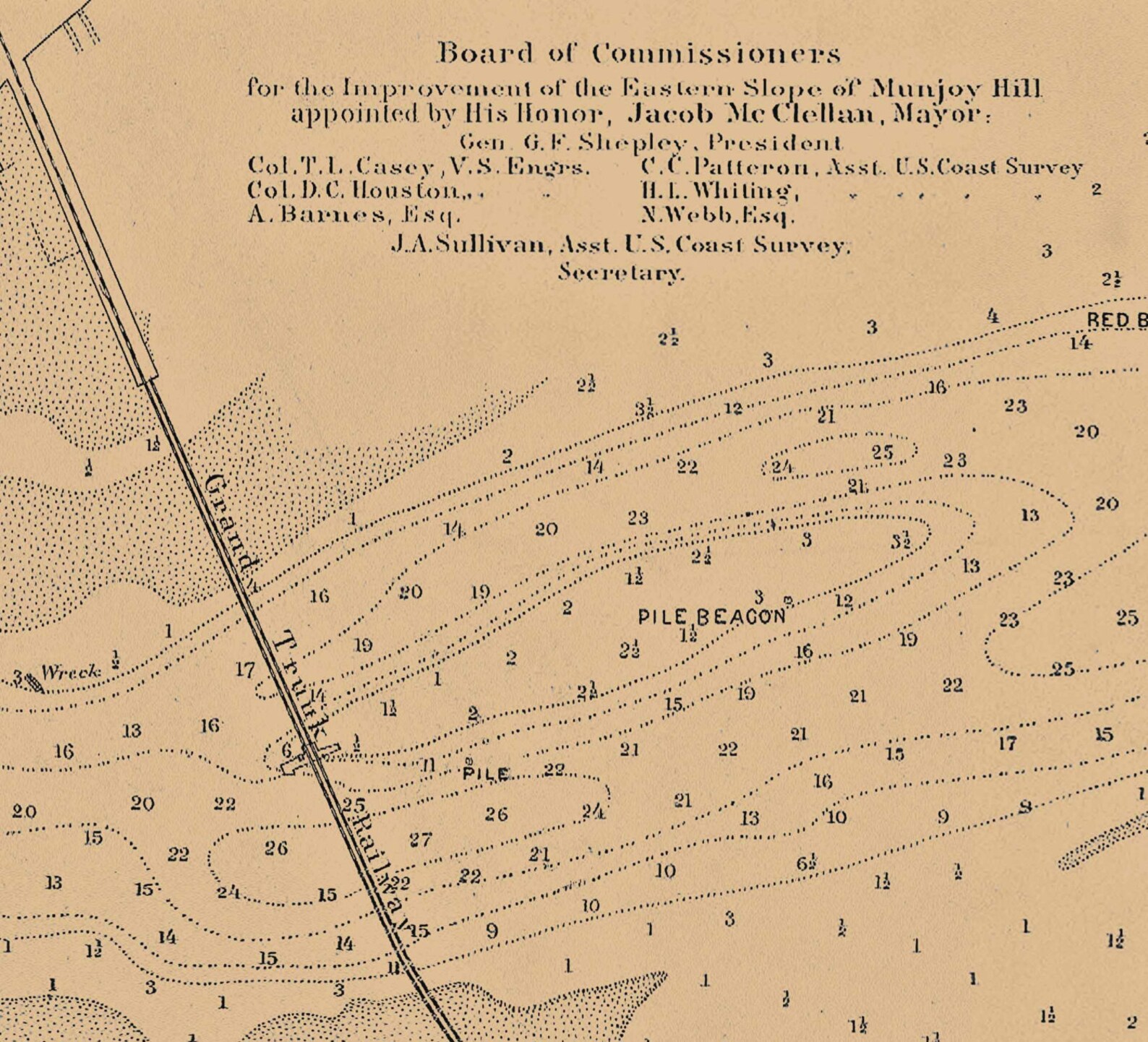 Munjoy Hill, Portland Harbor, Pomroy's Rock, Curtis Ship Yard Maine ...