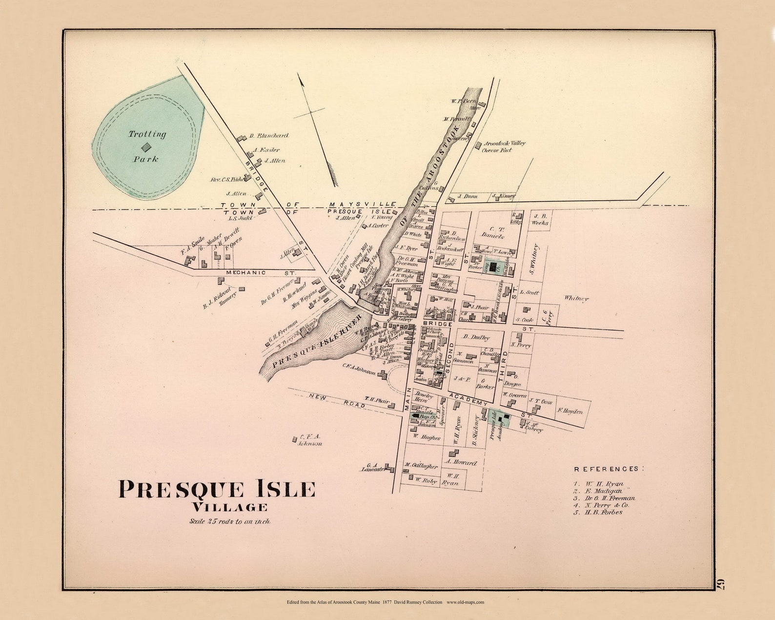 Presque Isle Village 1877 Old Town Map Reprint Aroostook - Etsy