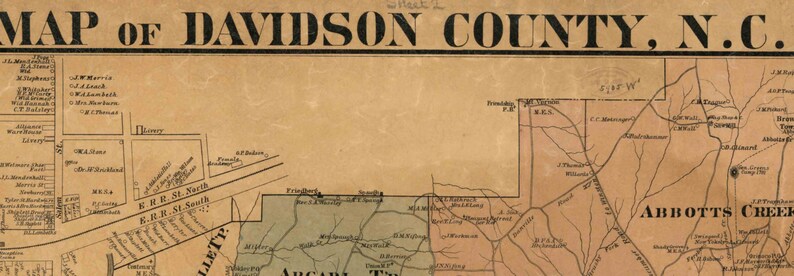 Davidson County North Carolina 1890 Old Wall Map With - Etsy