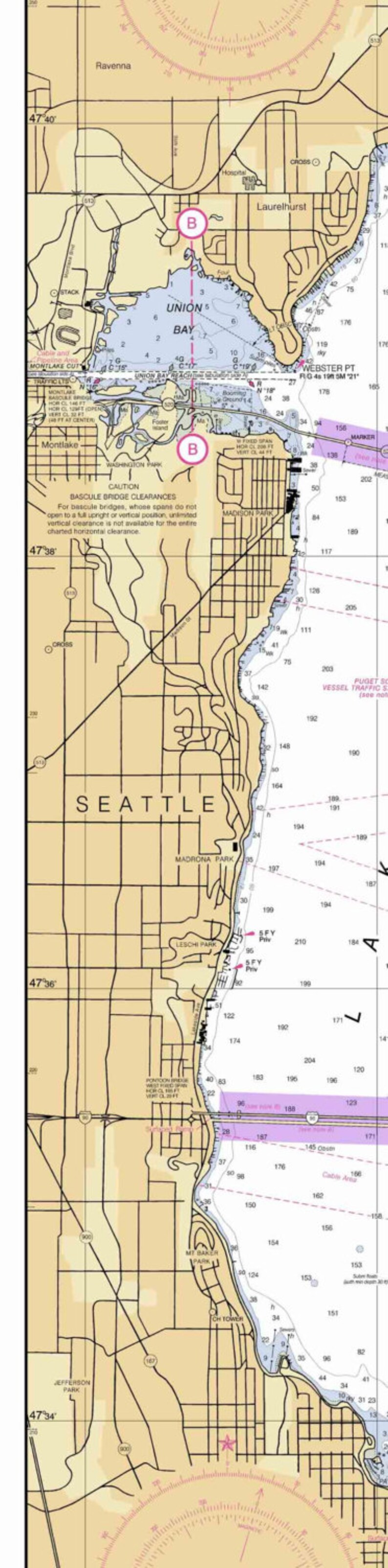Lake Washington 2012 Nautical Map, Washington, Custom Reprint PC ...
