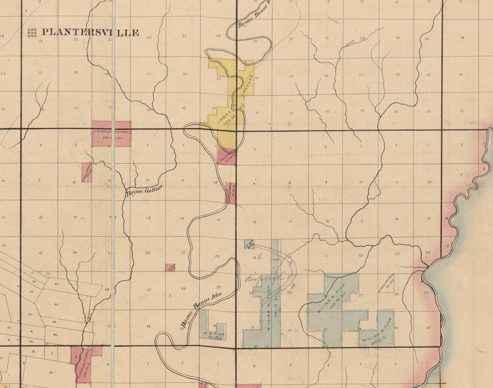 Morehouse Parish Louisiana 1860 - Old County Wall Map With Farm Lines ...