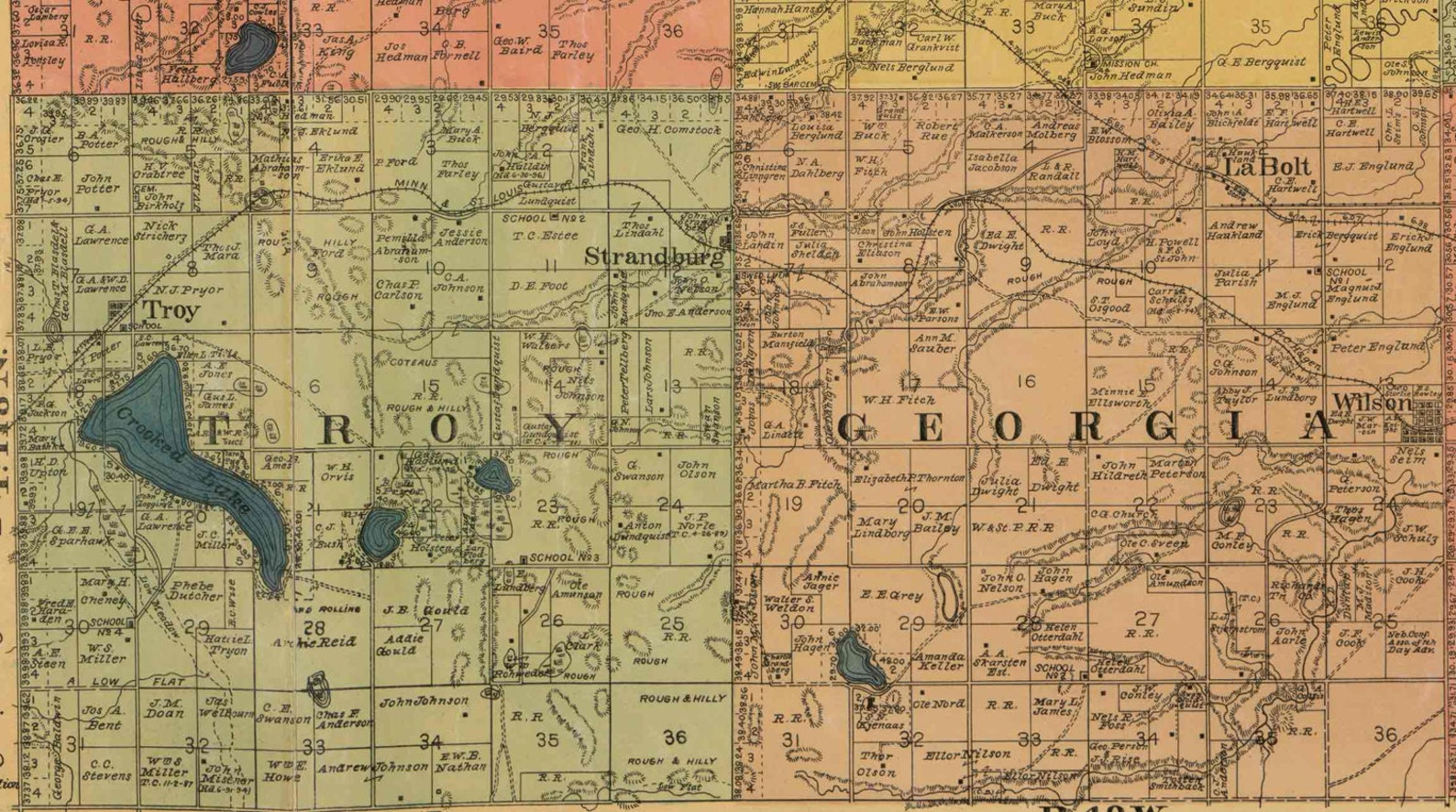 Grant County South Dakota 1899 - Old Wall Map With Landowner Names ...
