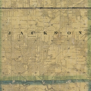 Jackson County Iowa 1867 Old Wall Map With Landowner Names Farm Lines ...
