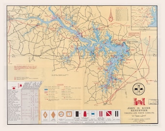 Kerr Lake Map - Etsy