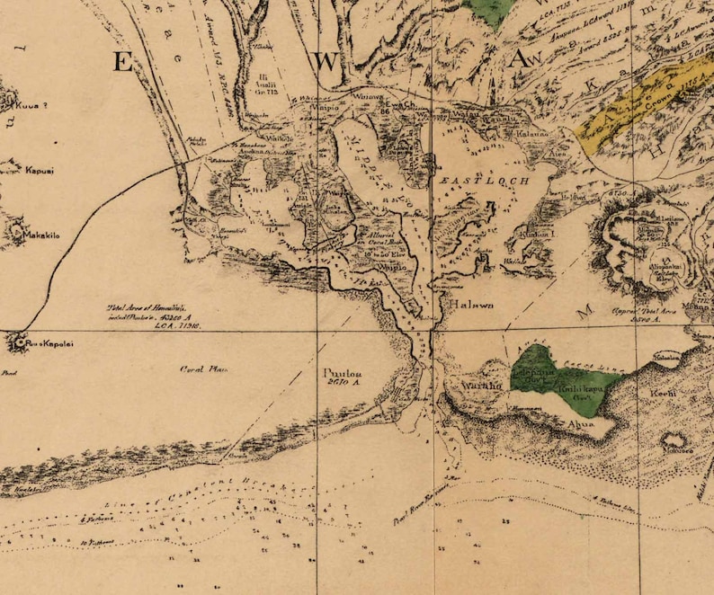 Old Map of Oahu 1881 C.J. Lyons Hawaiian Islands - Etsy