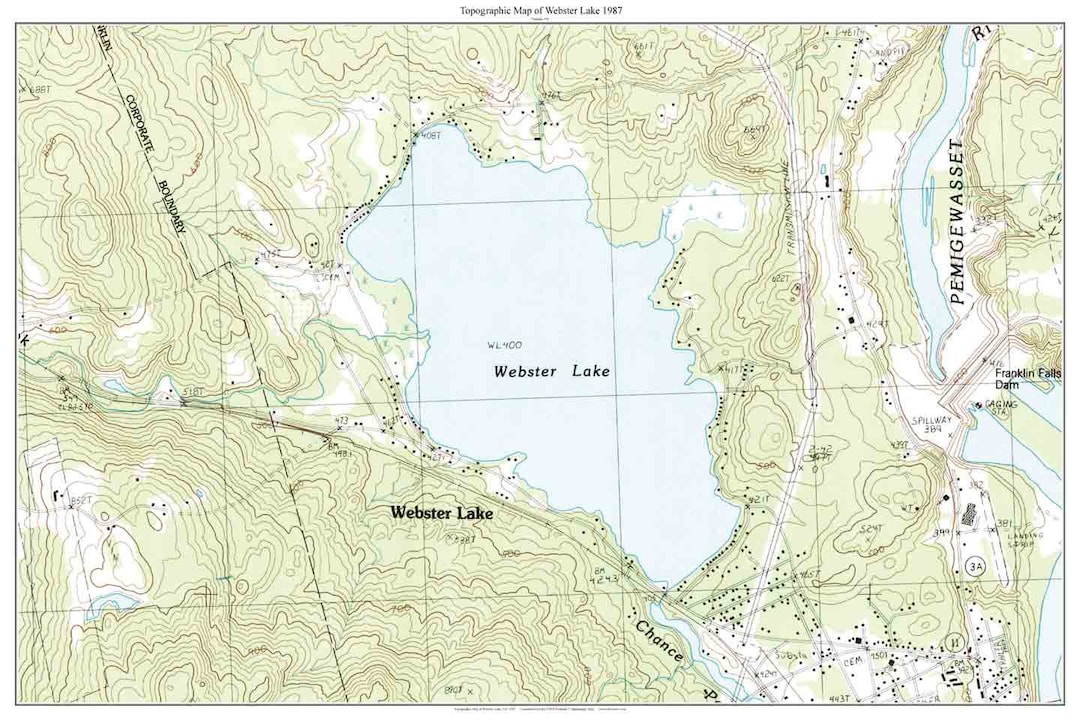 Webster Lake - 1987 Old Topographic Map USGS Custom Composite Reprint ...